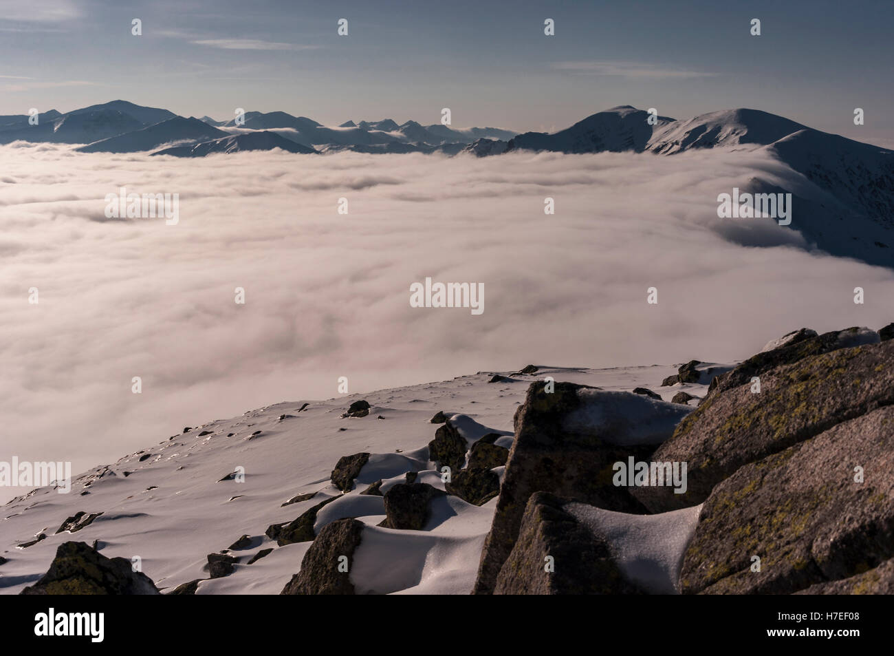 Beautiful mountain landscape during inversion Stock Photo - Alamy