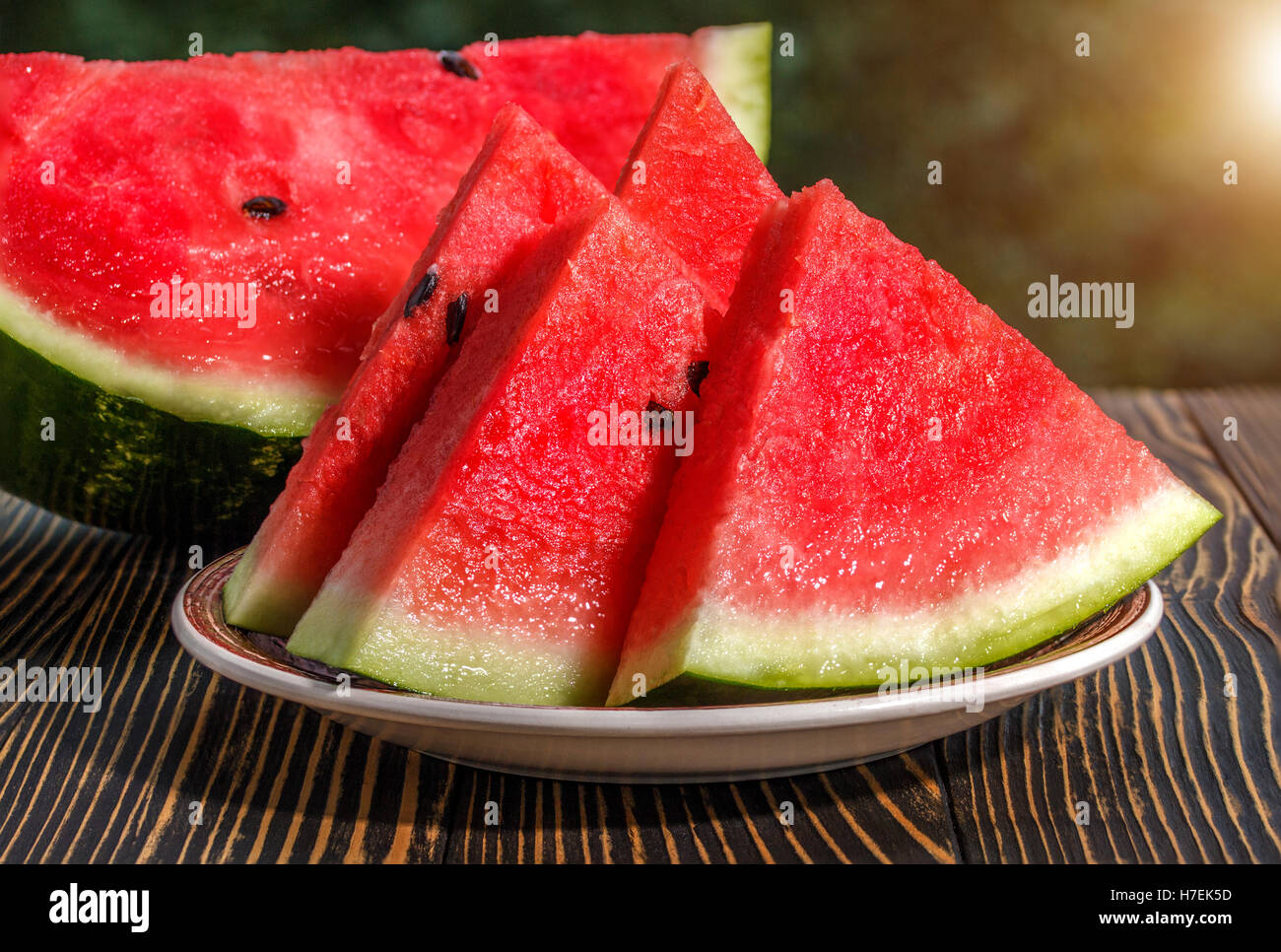 Fresh sliced watermelon wooden old background Stock Photo - Alamy Fresh sliced watermelon wooden old background Stock Photo - Alamy