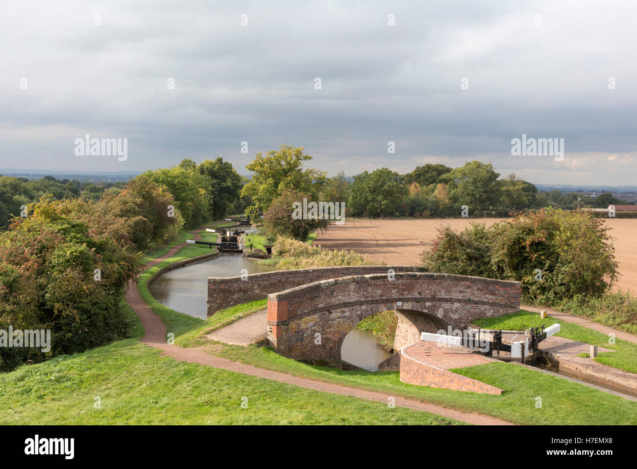 Tardebigge locks on the Worcester and Birmingham Canal in springtime ...