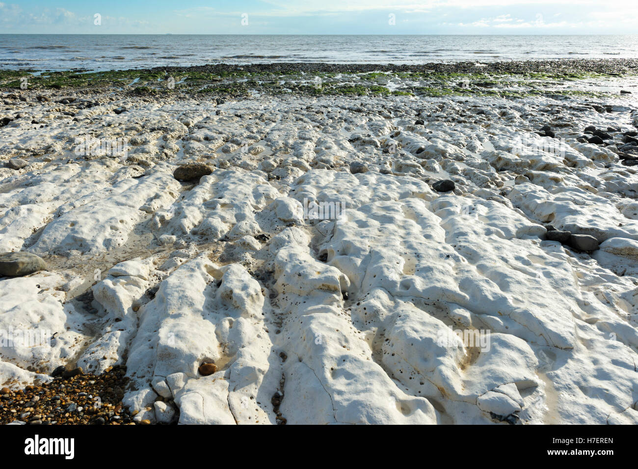 White chalk deposits at beach near Kingsdown, Kent Stock Photo - Alamy
