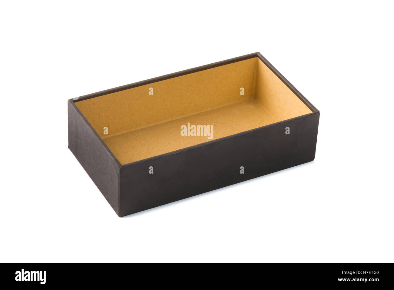 Open cardboard tray or dark brown paper package tray isolated with soft ...