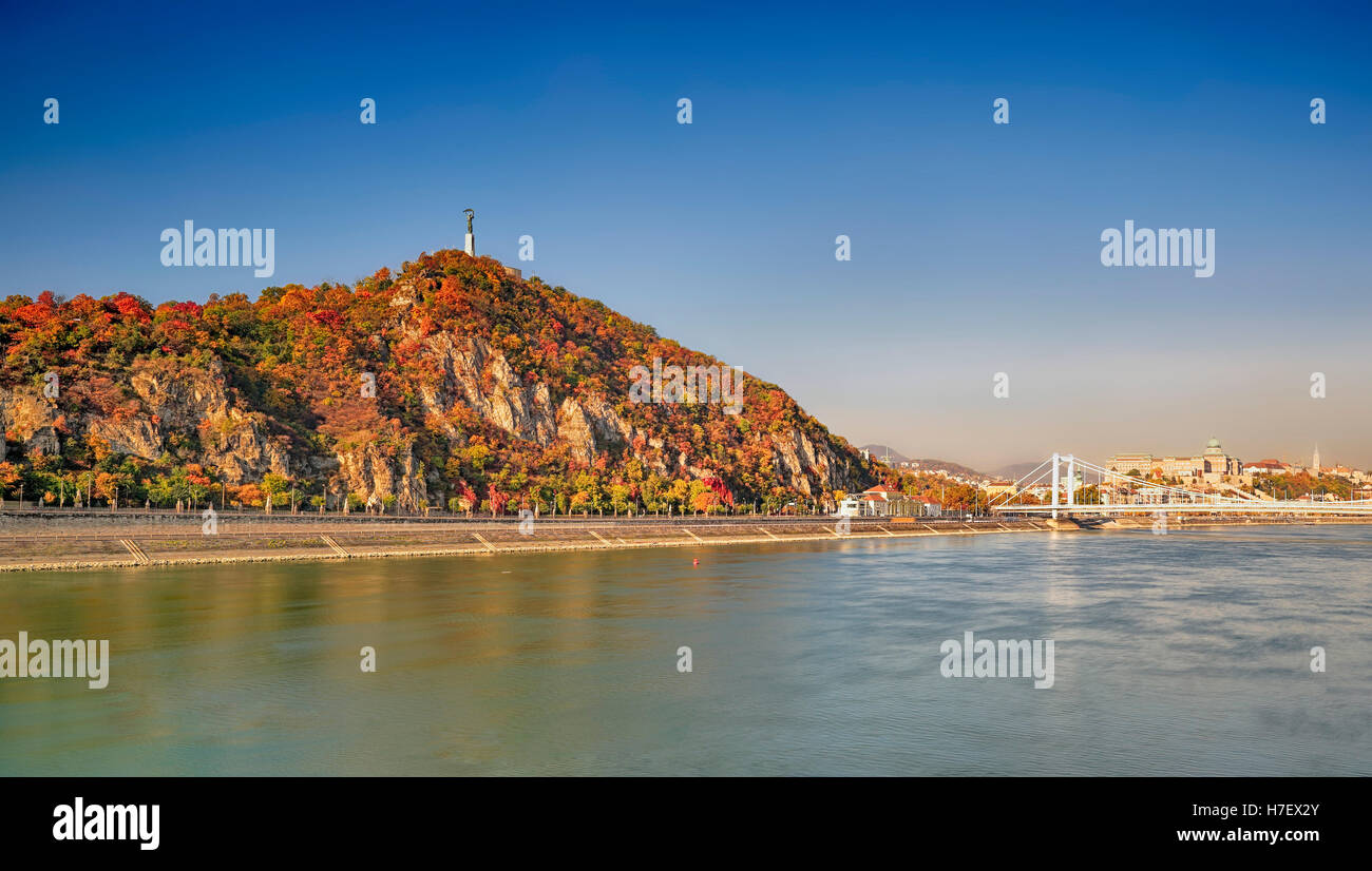 The Gellert Hill and the Elisabeth Bridge over the Danube river in ...