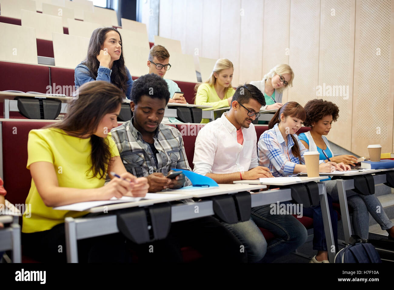 group of students with smartphone at lecture Stock Photo - Alamy