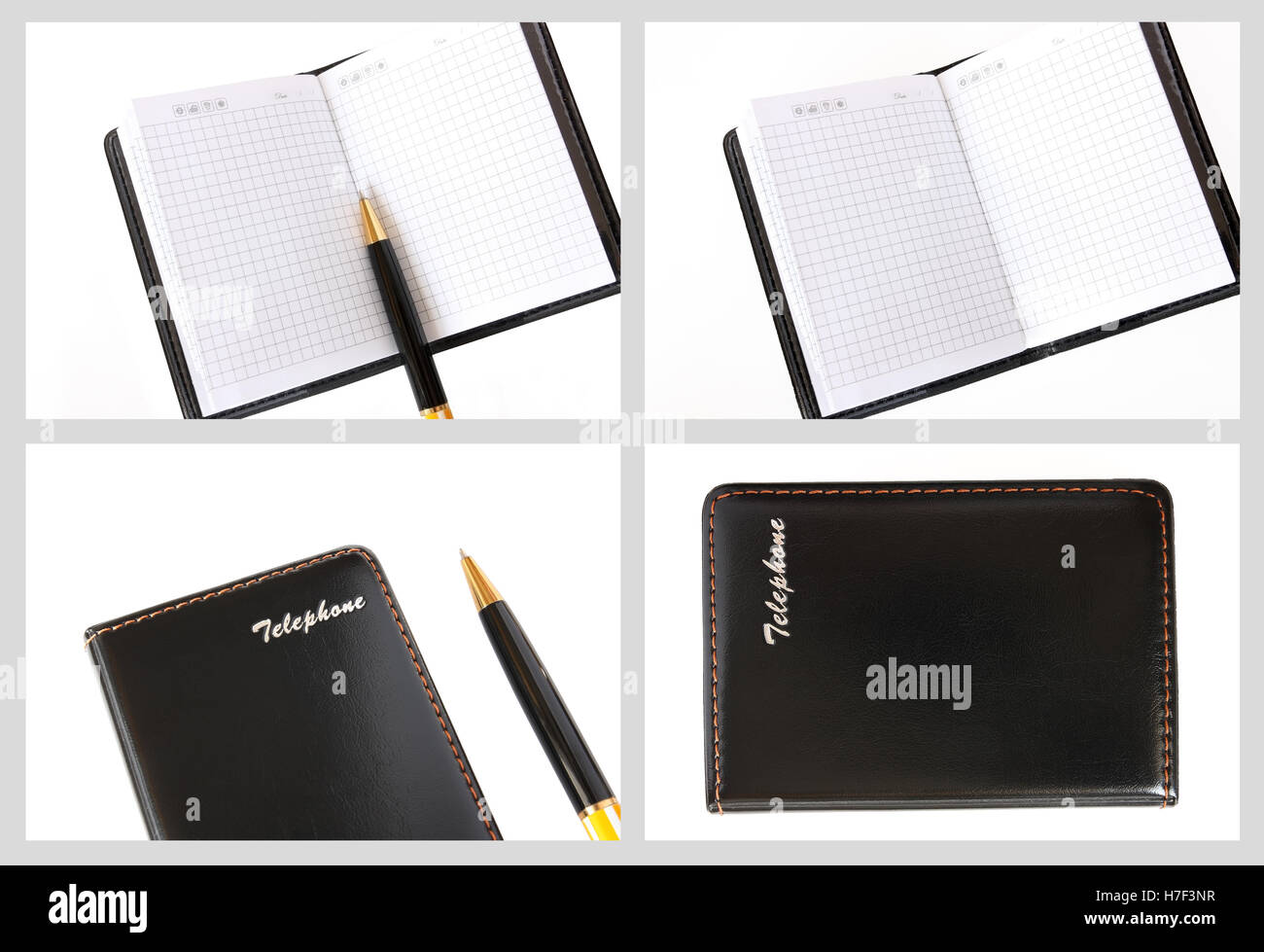 Set photos of notebook on a white background Stock Photo - Alamy