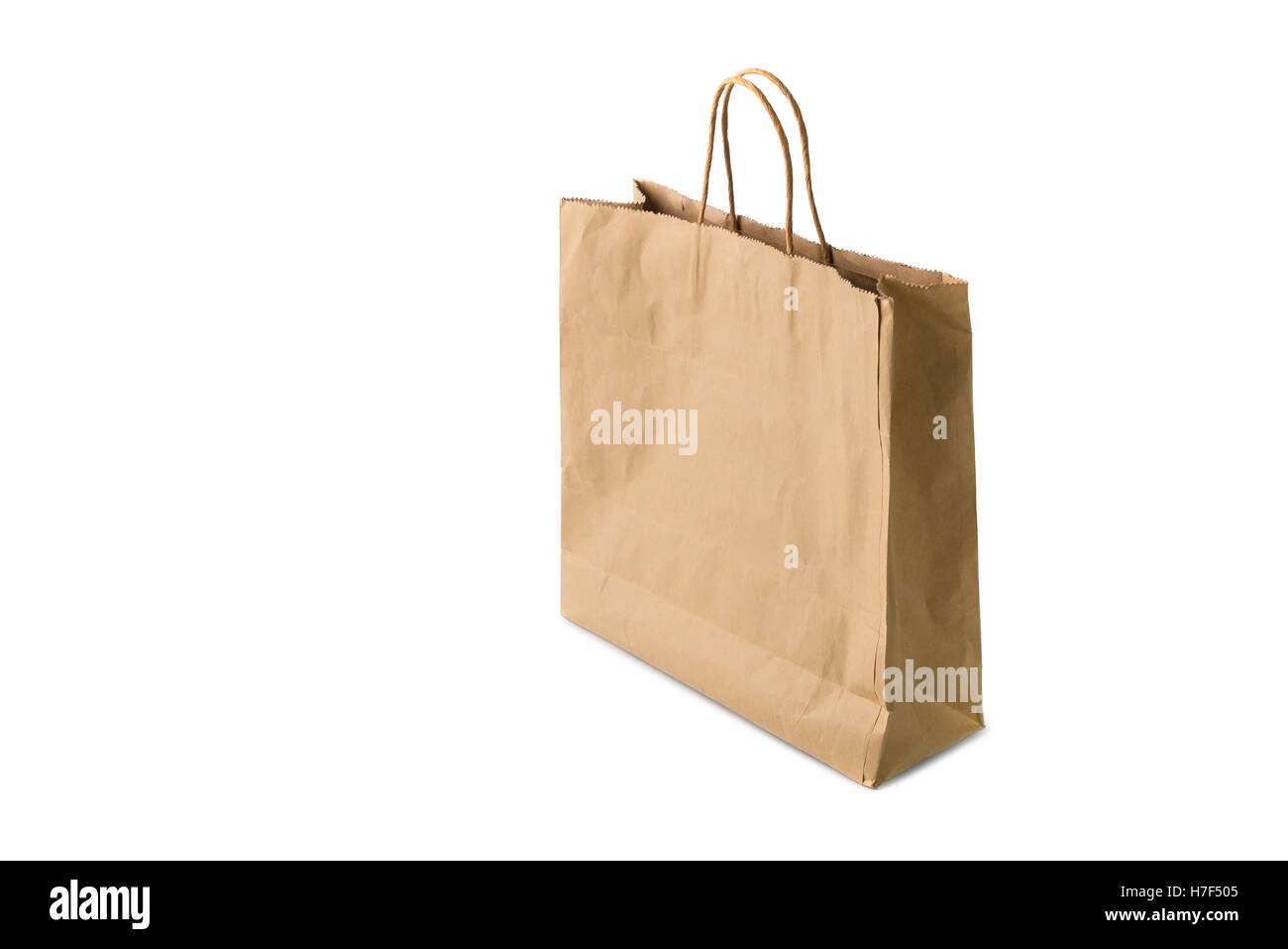 Empty blank brown paper bag isolated on white background Stock Photo ...