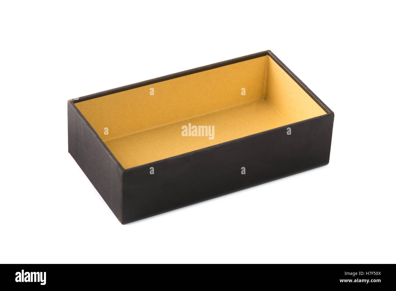 Open cardboard tray or dark brown paper package tray isolated with soft ...