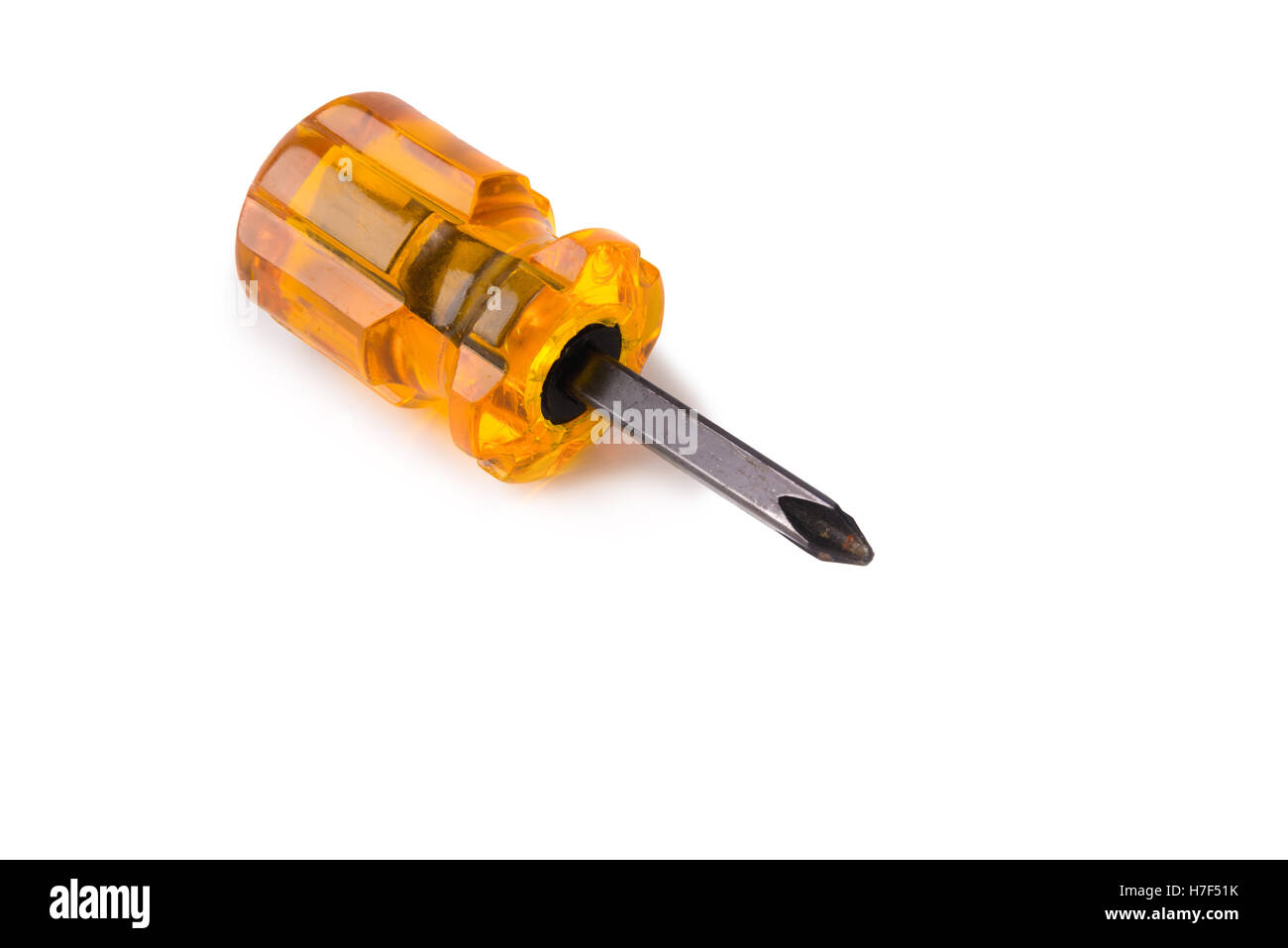 Orange short screwdriver isolated with soft shadow on white background ...