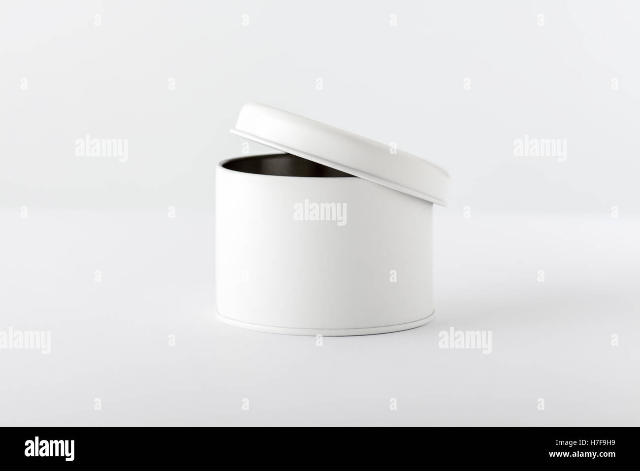Opened White Cylindrical Box on White Background Stock Photo - Alamy