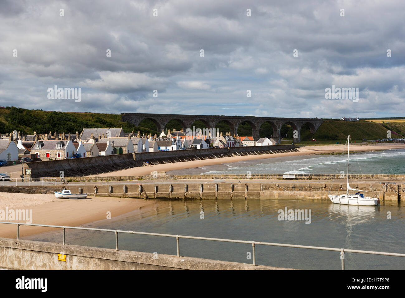 The Harbour and Beach at Cullen a village in Banffshire Scotland Stock ...