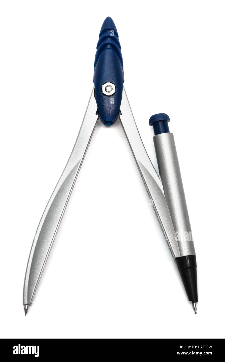 Modern plastic compasses on a white background Stock Photo - Alamy