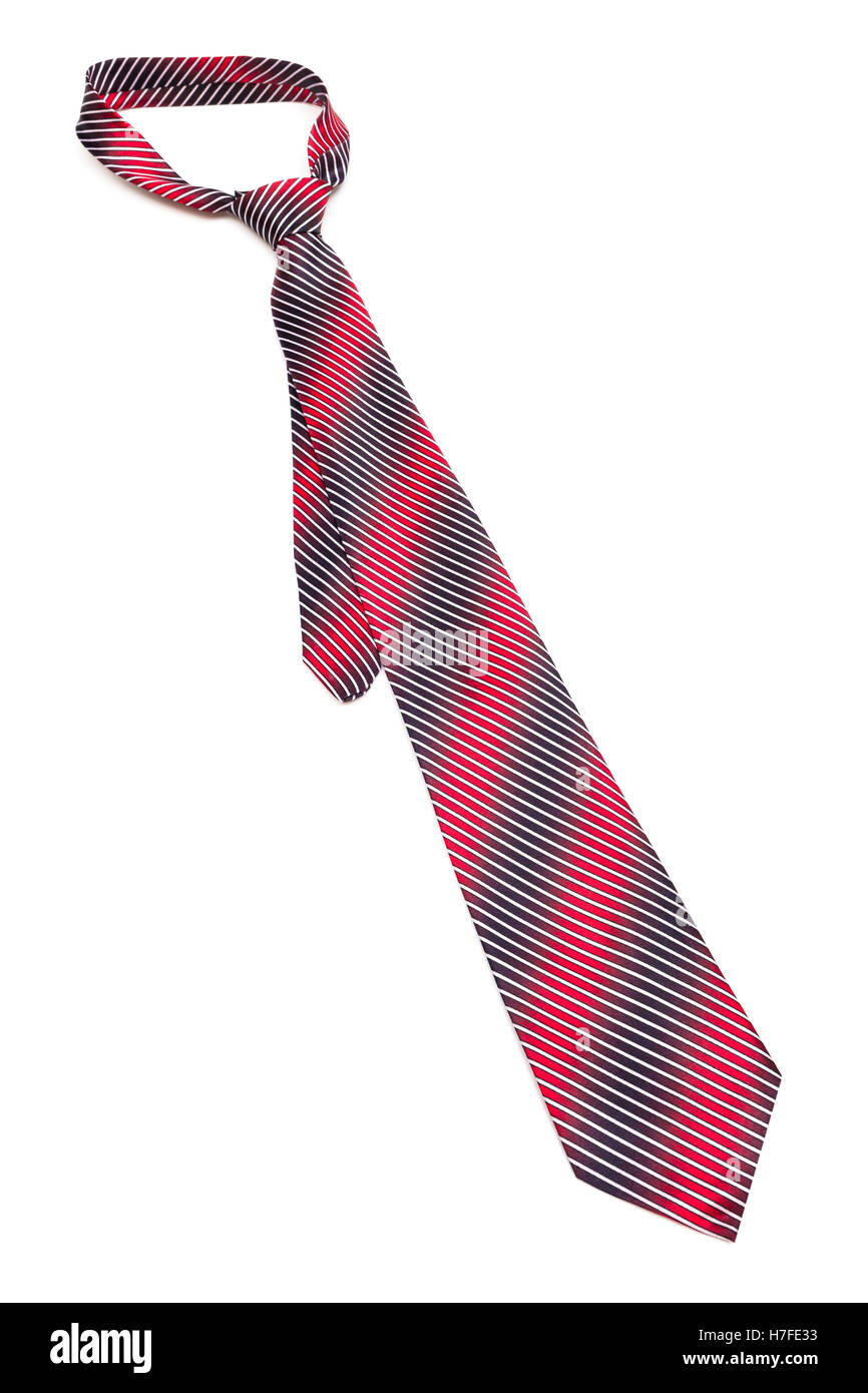 striped tie with knot on white background Stock Photo - Alamy