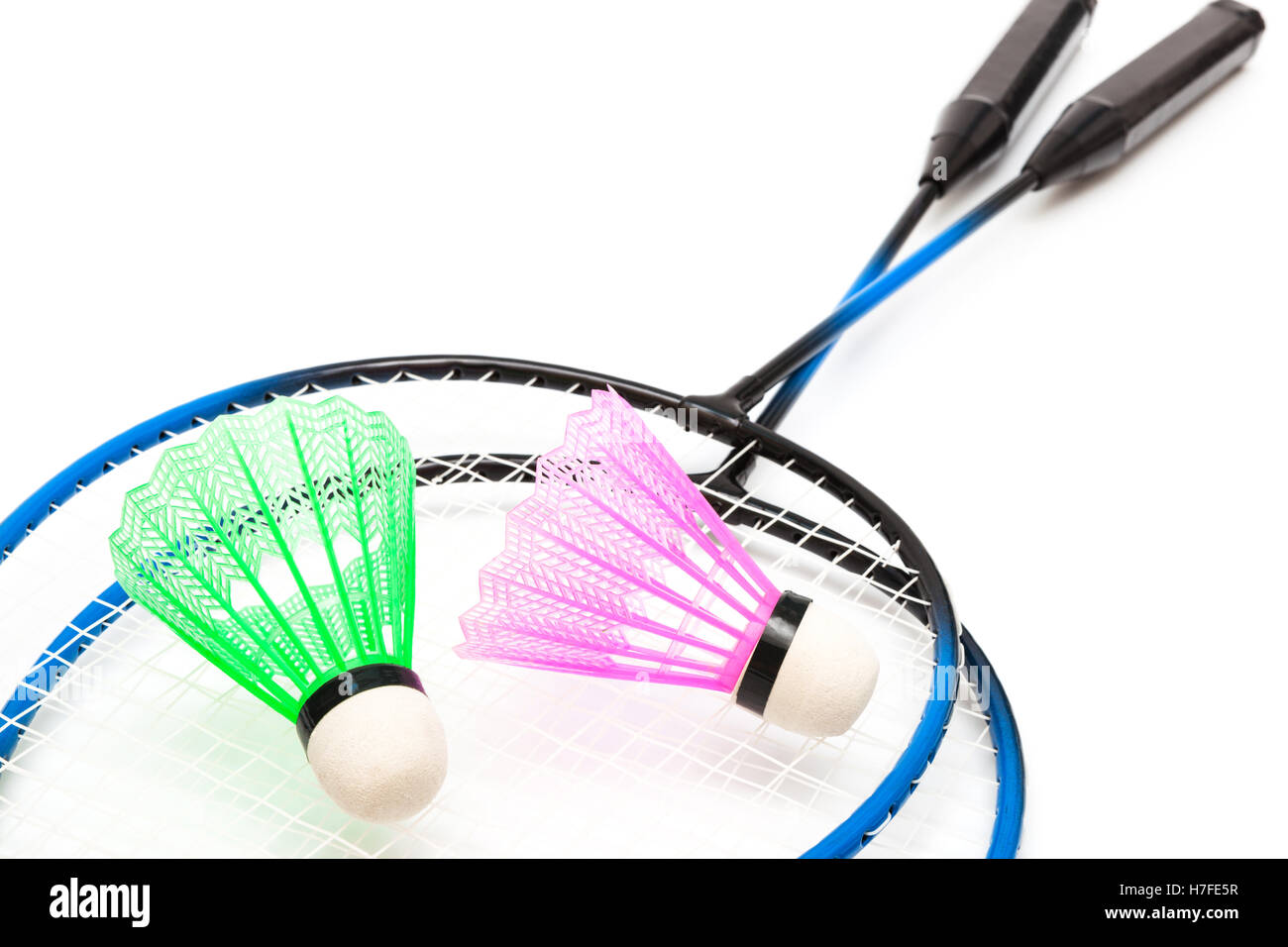 racket and shuttlecock badminton on a white background Stock Photo - Alamy