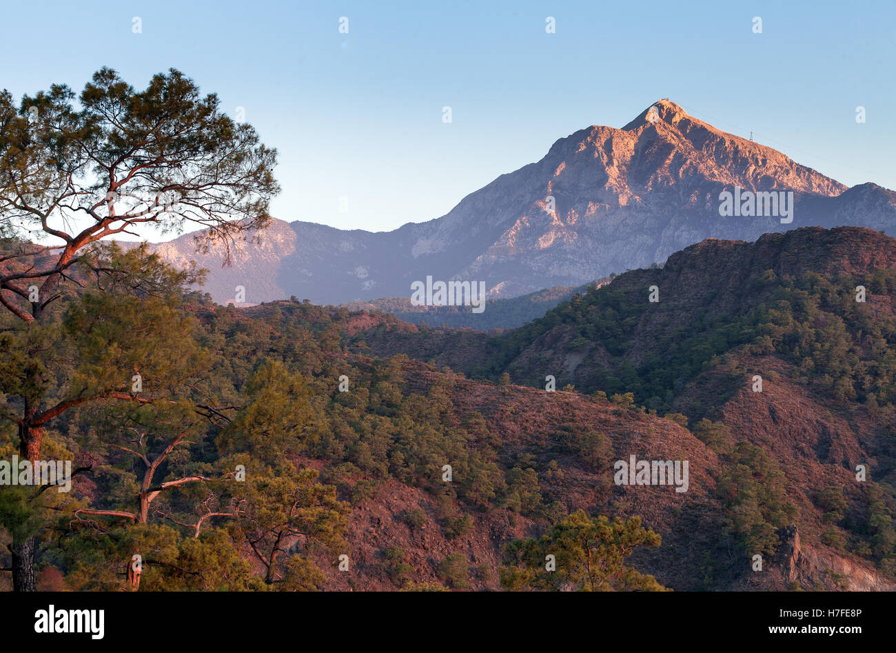 Turkish landscape with Olympos mountain Stock Photo - Alamy