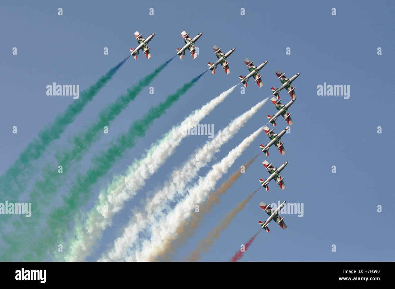 Pesaro Italy - lug 31 2016: The Italian demonstration team Frecce ...