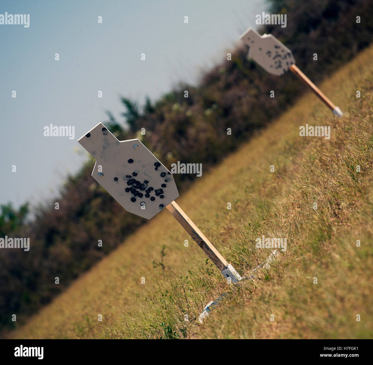 Two targets that are made of steel being used for practice Stock Photo ...