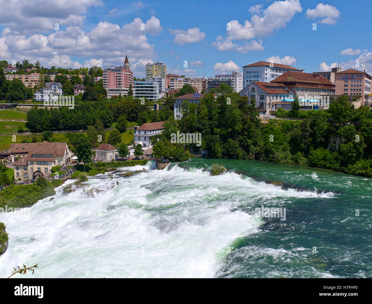 Rein waterfall in Switzerland, Schaffhausen - stormy waves Stock Photo ...
