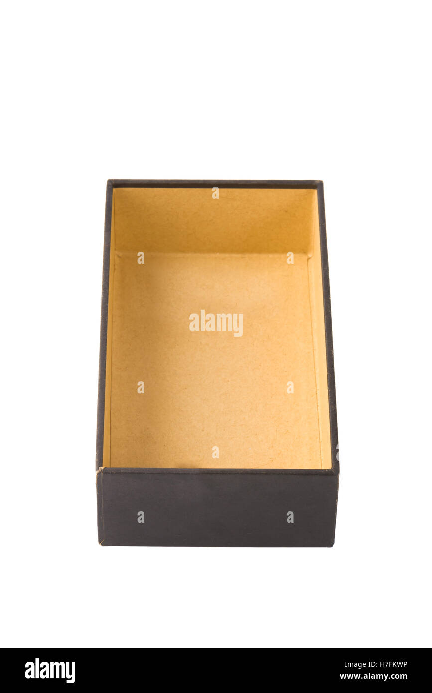 Open cardboard tray or dark brown paper package tray isolated with soft ...