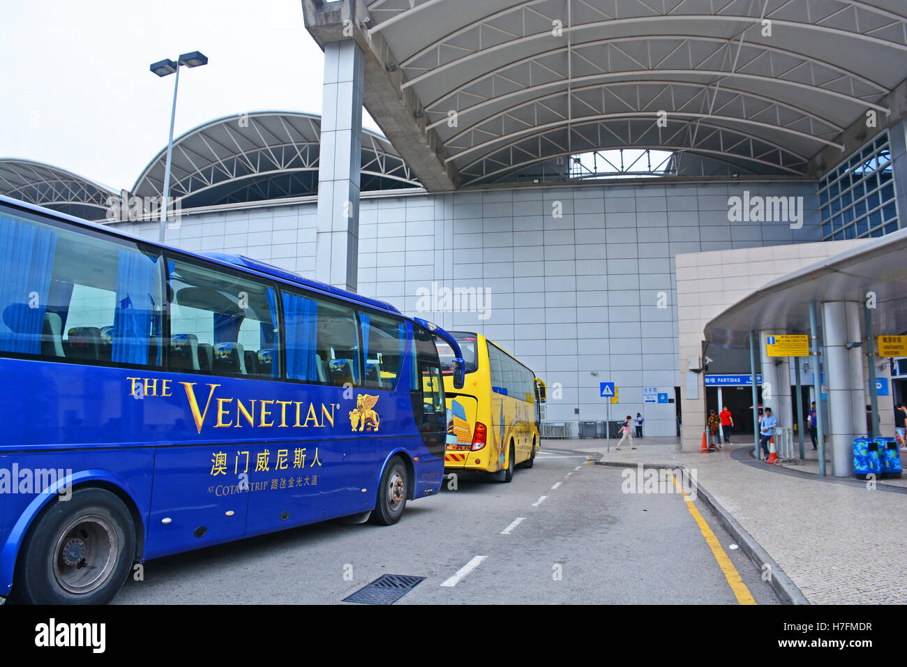 courtesy buses shuttle of hotel casino waiting near the border between ...