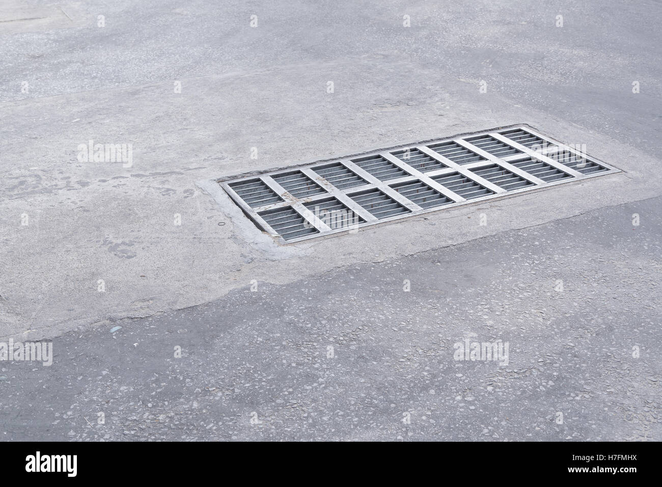 Steel Sewer Cover or Manhole cover, sewer grate on the floor Stock ...
