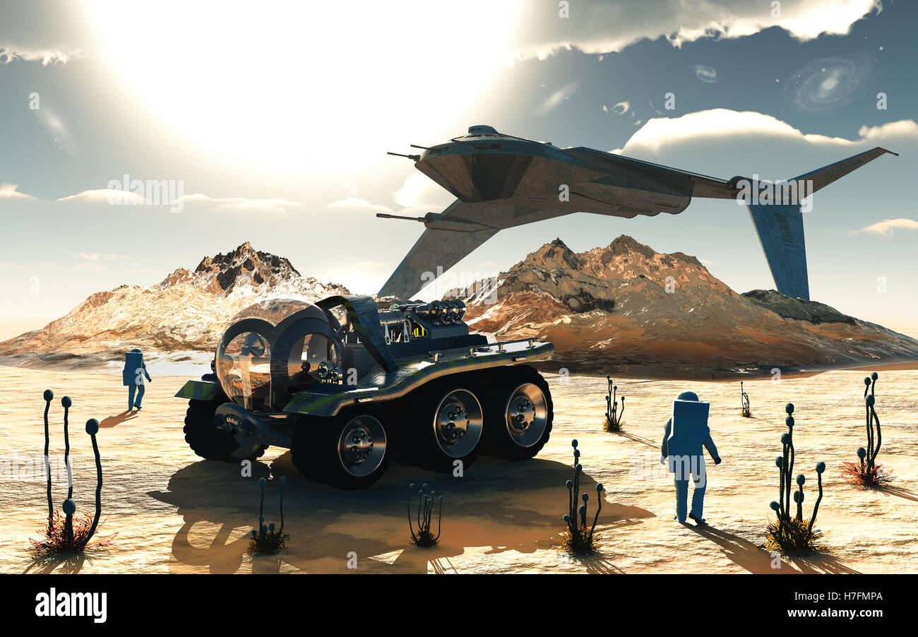 Human Exploration Of An Alien World Stock Photo - Alamy