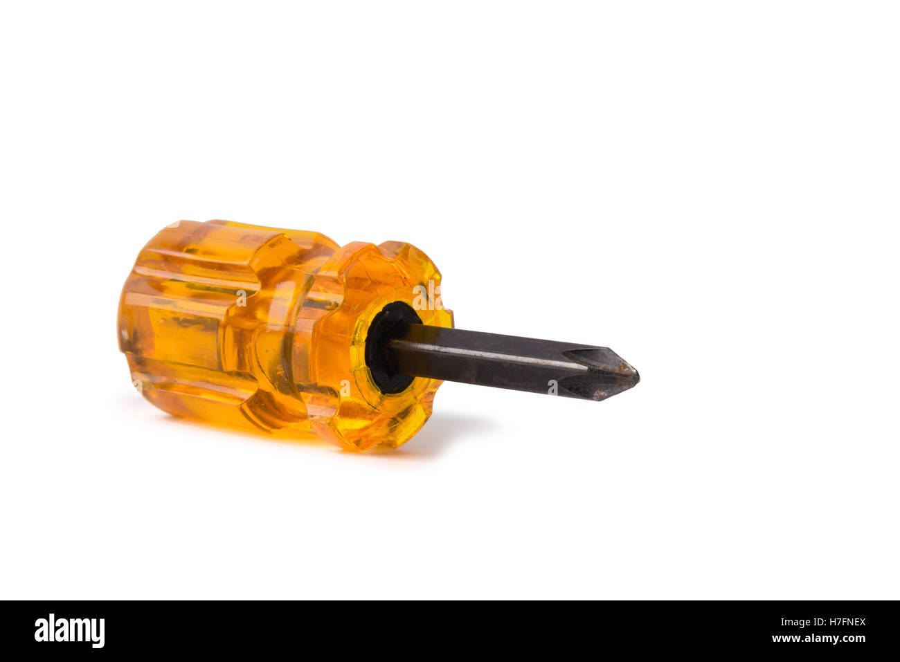 Orange short screwdriver isolated with soft shadow on white background ...