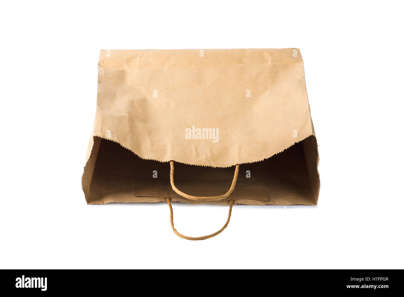 Empty blank brown paper bag isolated on white background Stock Photo ...