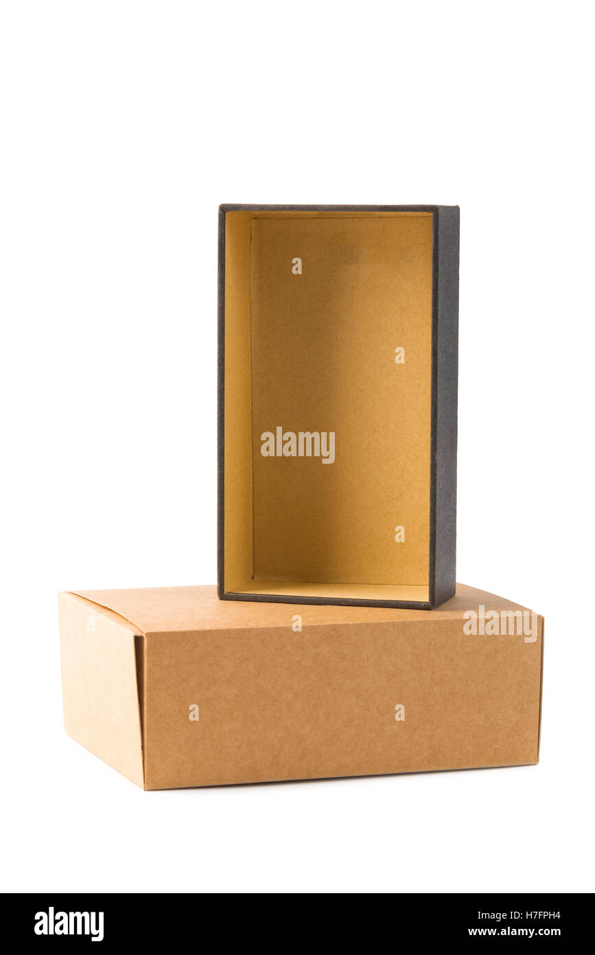 Open and closed two cardboard Box or brown paper package box isolated ...