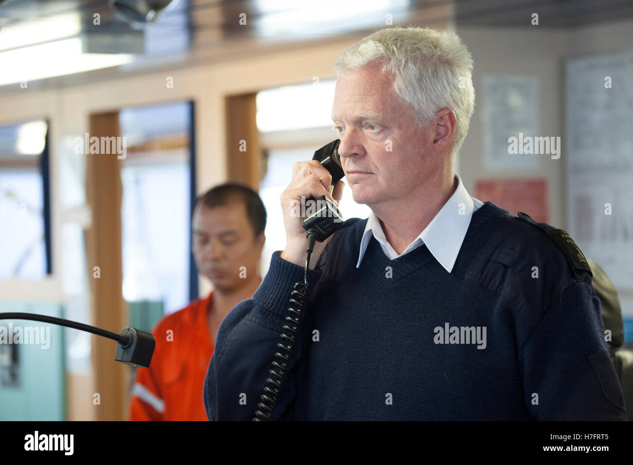 Harbour pilot on board a container ship Stock Photo - Alamy