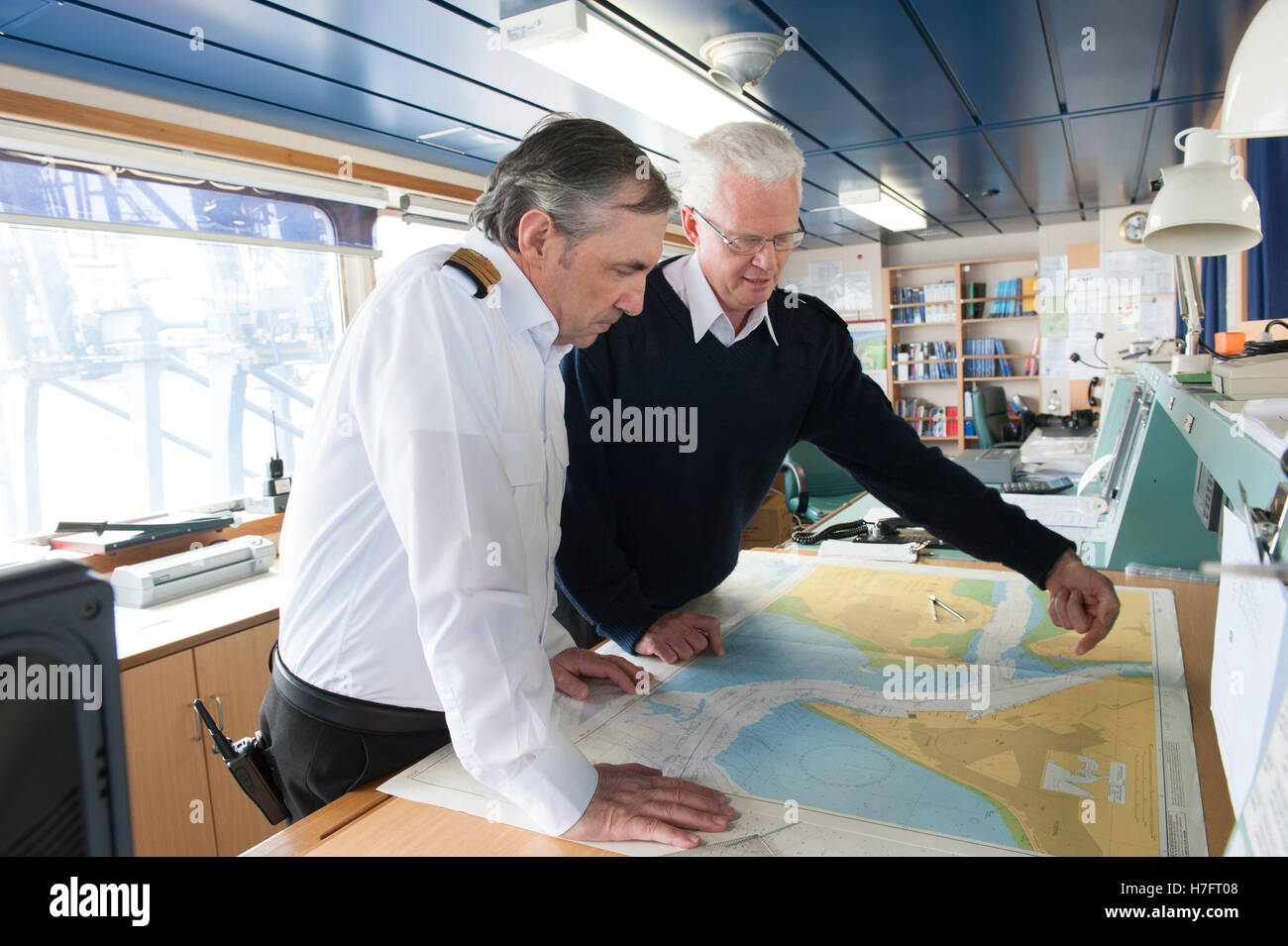 Harbour pilot on board a container ship Stock Photo - Alamy