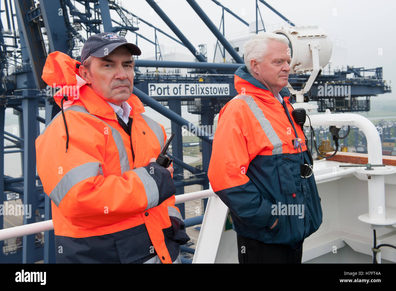 Harbour pilot on board a container ship Stock Photo - Alamy