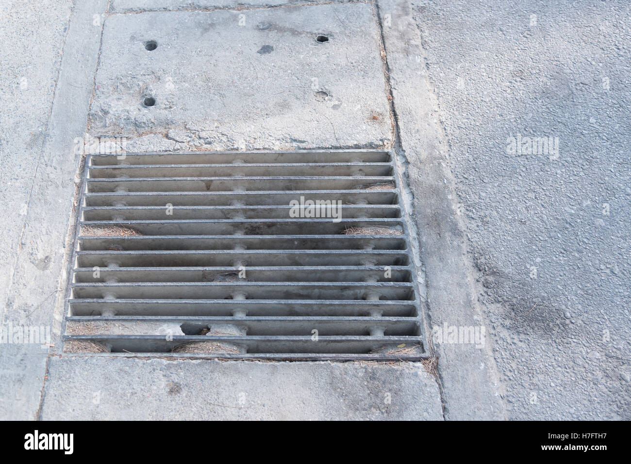 Steel Sewer Cover or Manhole cover, sewer grate on the floor Stock ...