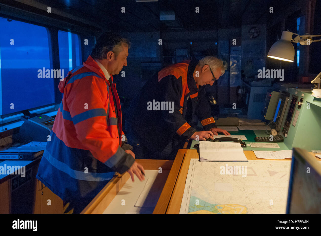 Harbour pilot on board a container ship Stock Photo - Alamy