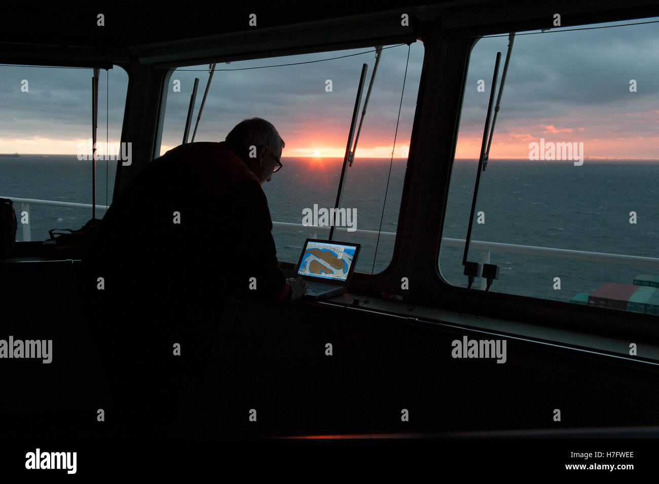 Harbour pilot on board a container ship Stock Photo - Alamy