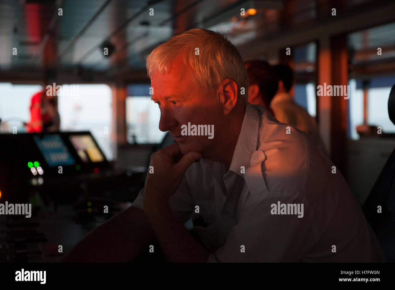 Harbour pilot on board a container ship Stock Photo - Alamy