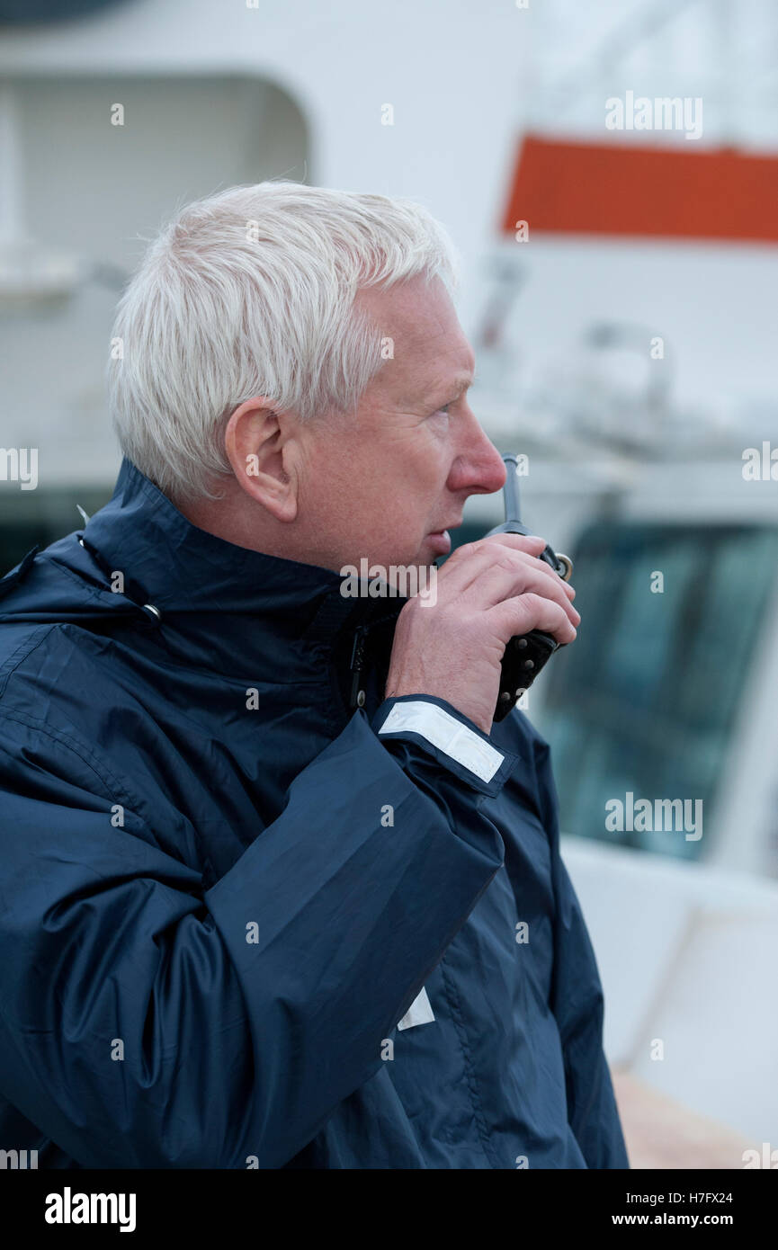 Harbour pilot on board a container ship Stock Photo - Alamy