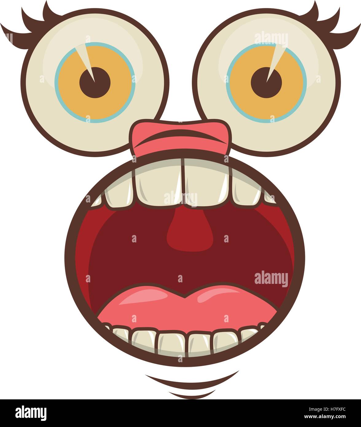 cartoon face with surprised expression over white background. colorful ...