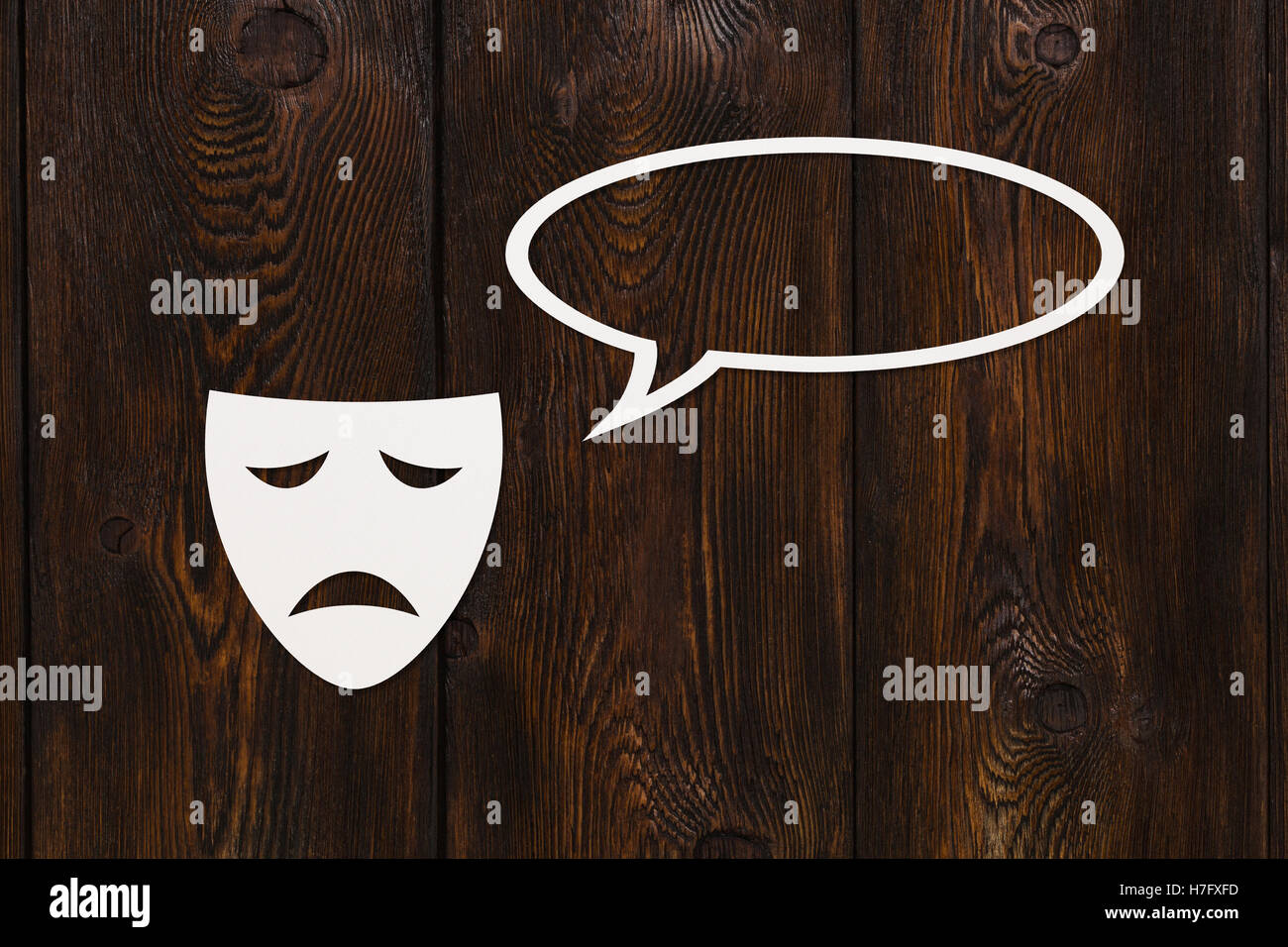Paper sad mask is talking. Emotions concept. Abstract conceptual image ...