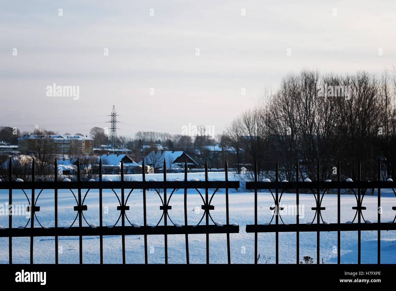 fence with spikes sun Stock Photo - Alamy