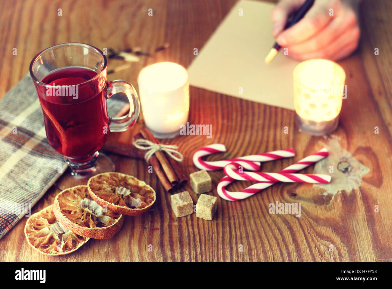 christmas hand writing story Stock Photo - Alamy