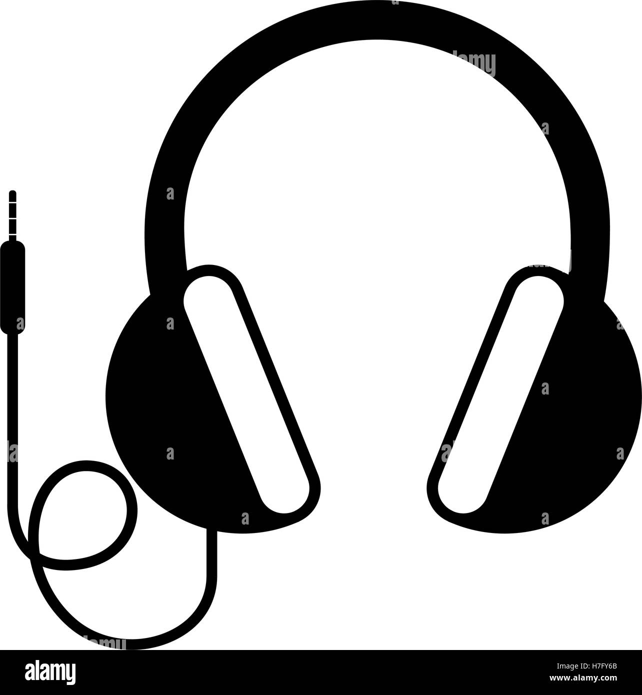 headphone audio device with cord over white background. vector ...
