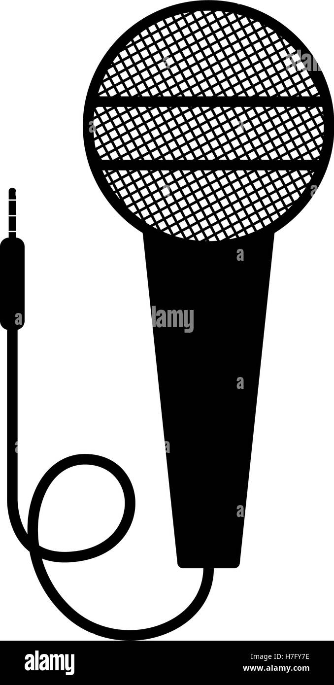 microphone with cord icon over white background. vector illustration ...