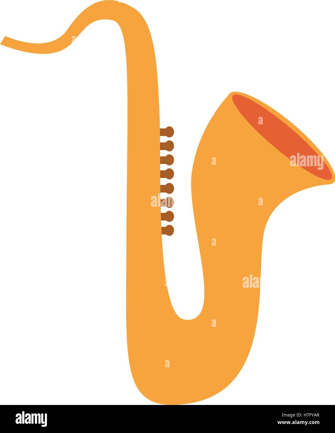 yellow saxophone musical instrument icon over white background. vector ...