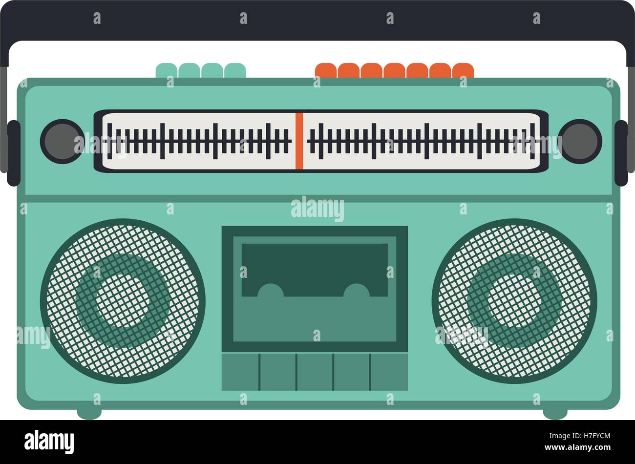 retro green radio portable icon over white background. vector ...