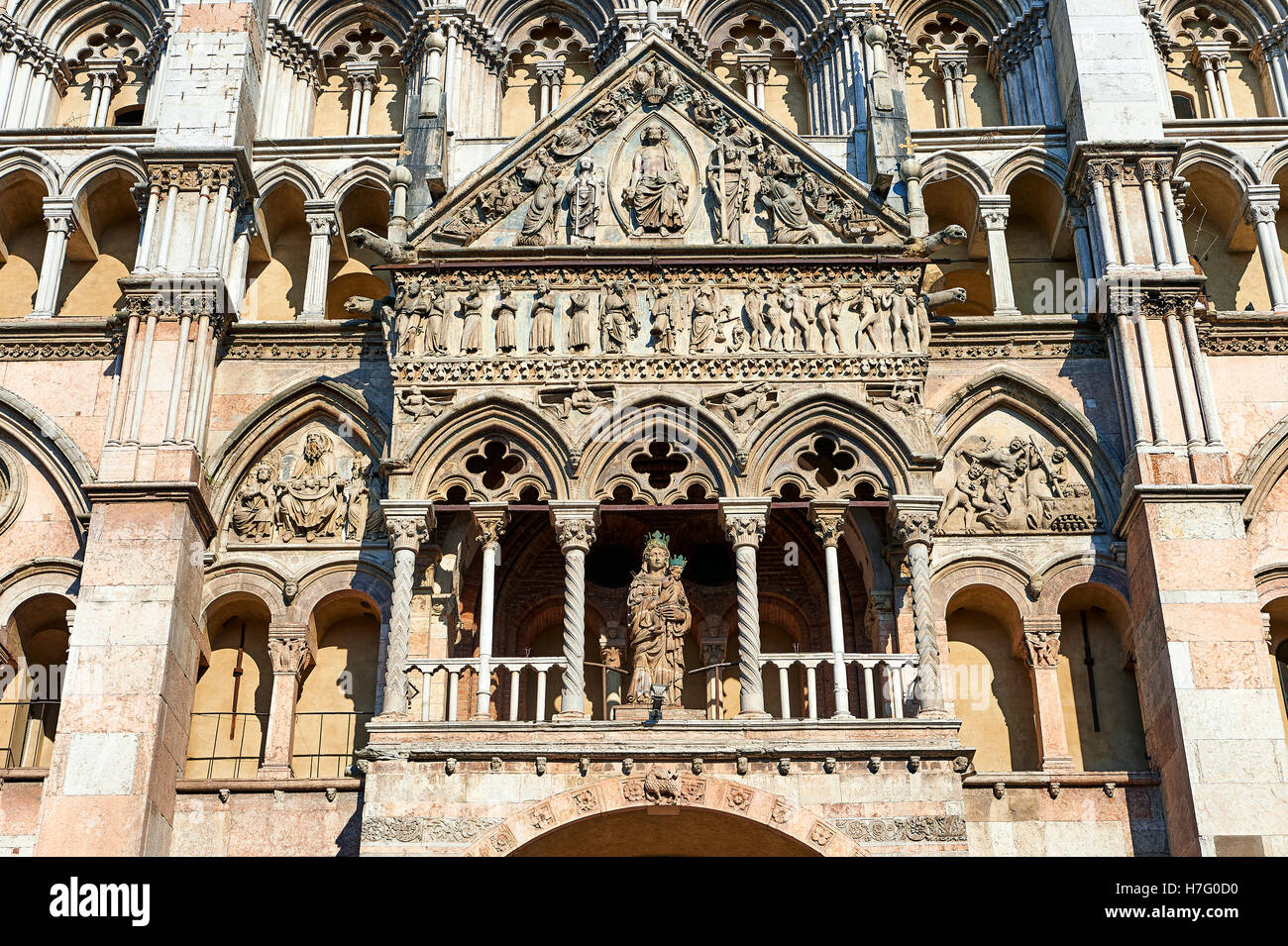 Late Gothic sculptures and architectural additions to the facade of the ...