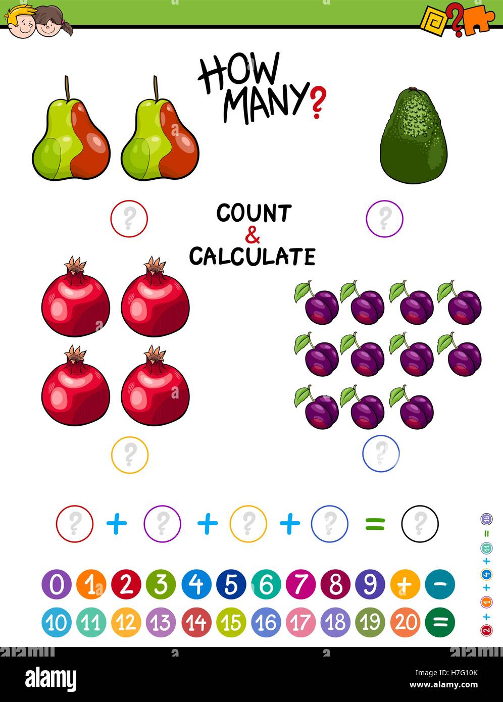 Cartoon Illustration of Educational Mathematical Counting and Addition ...