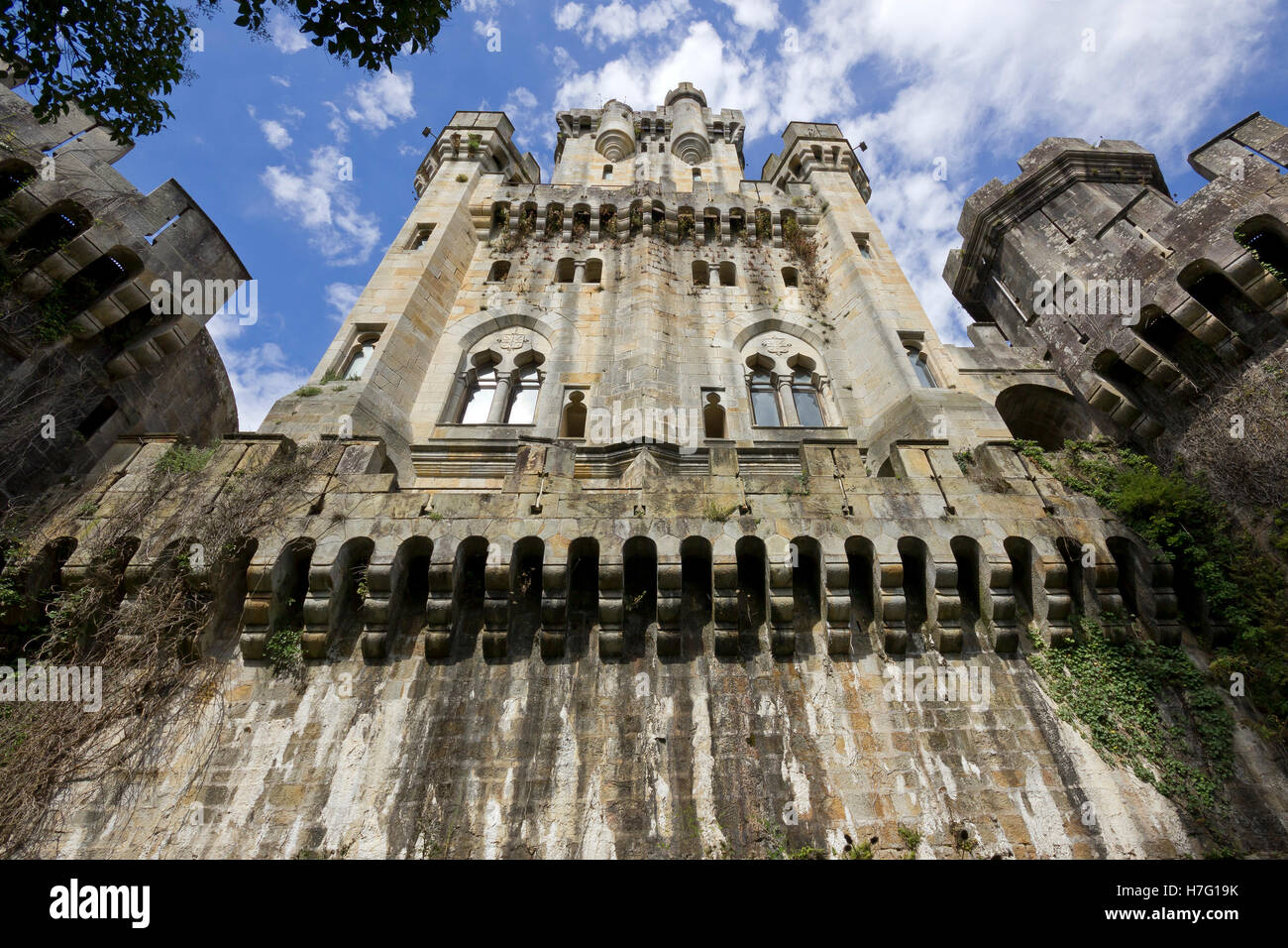 Castle of Butron (Gatika, Vizcaya, Spain), view in perspective Stock ...
