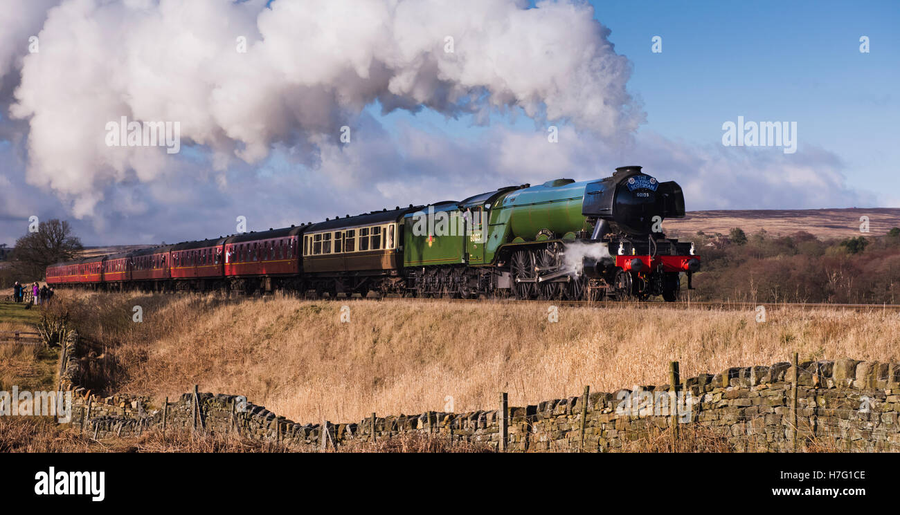 Blue sky & iconic train (steam locomotive, LNER Class A3 60103 Flying ...