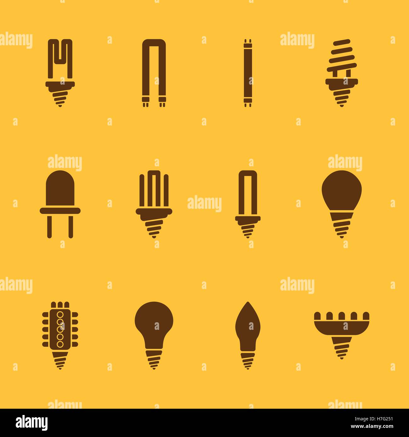 The light bulb icon, set of 12 icons. Lamp and bulb, lightbulb symbol.UI. Web. Logo. Sign. Flat ...