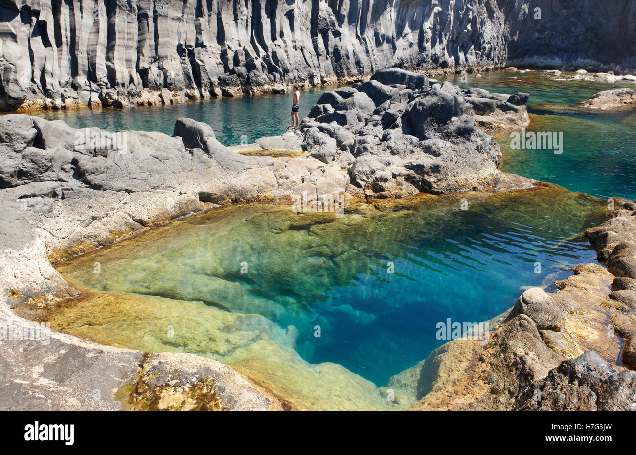 Azores basalt coastline in Sao Jorge. Faja do Ouvidor. Portugal ...