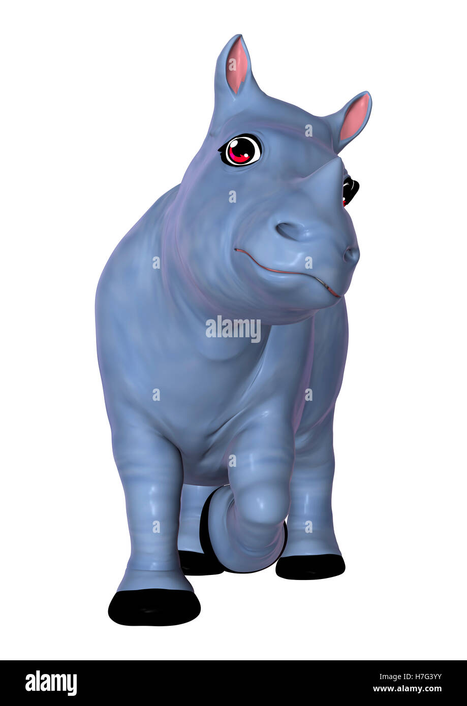3D rendering of a blue rhino toy isolated on white background Stock ...